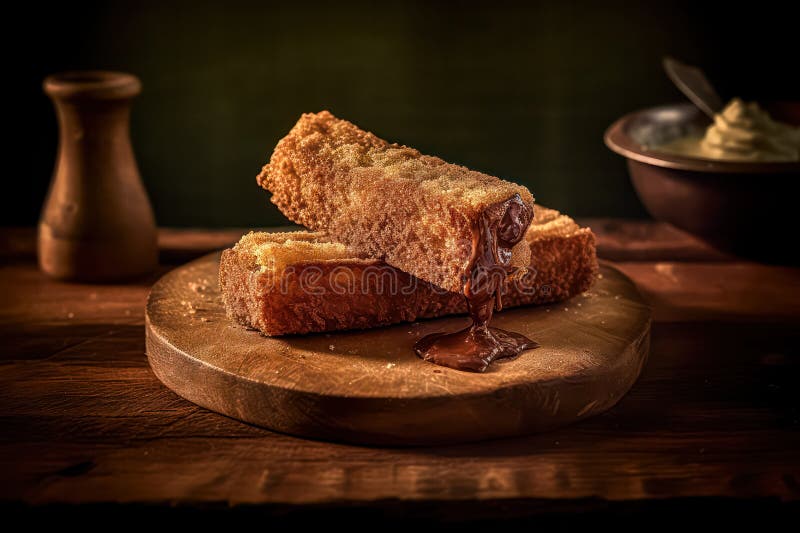 A Deep Fried Mars Bar Presented on a Wooden Table. Stock Photo - Image ...