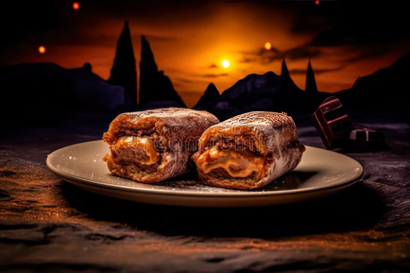 A Deep Fried Mars Bar Presented on a Wooden Table. Stock Photo - Image ...