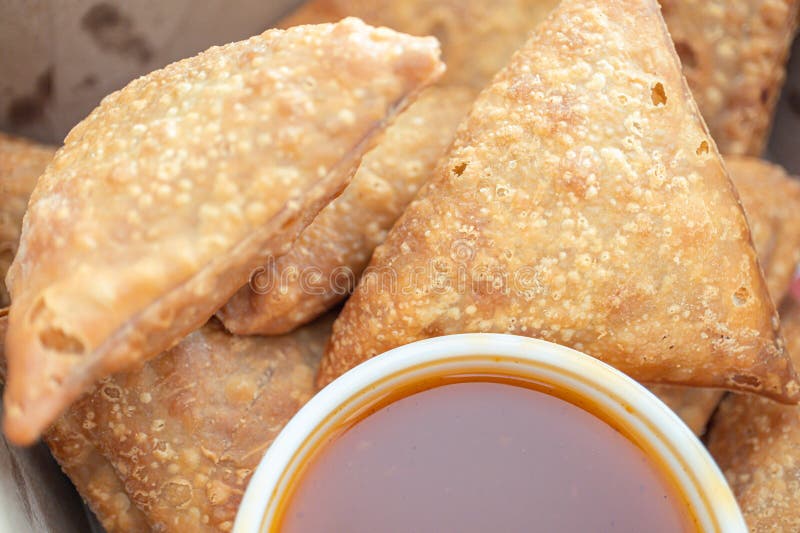 Deep Fried Meat and Vegetable Samosa Snacks Ready To Eat. Stock Photo ...