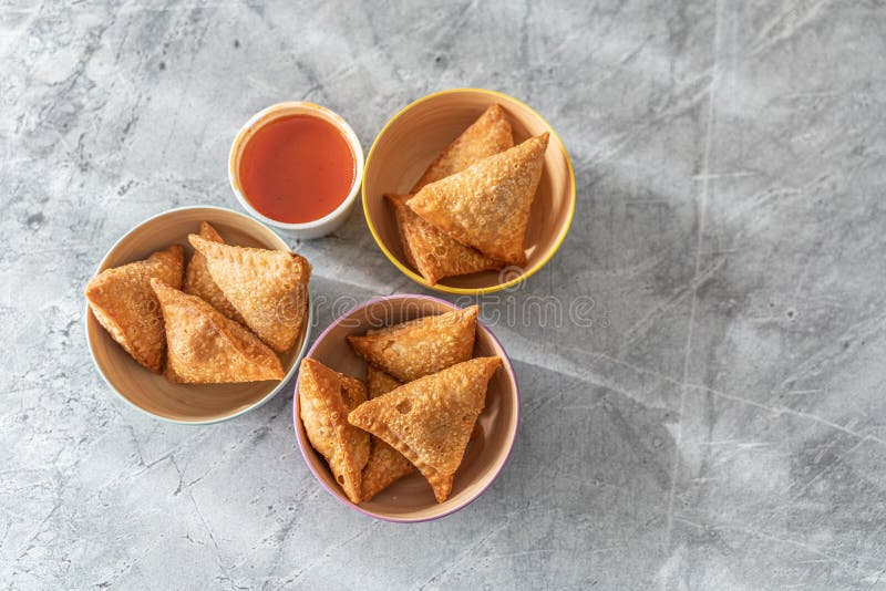 Deep Fried Meat and Vegetable Samosa Snacks Ready To Eat. Stock Image ...