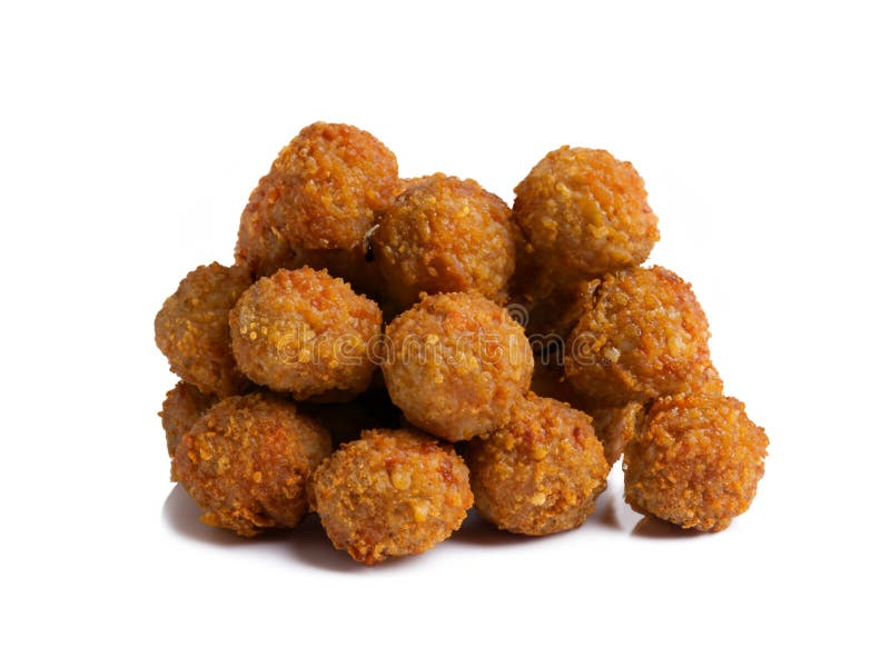 Deep Fried Meatballs on White Background Stock Photo - Image of round ...
