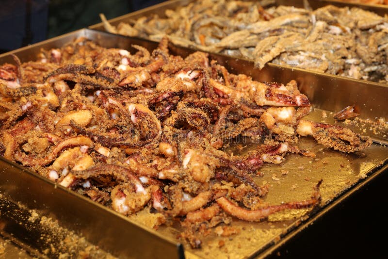 Deep-fried Octopus on Fish Market Stock Photo - Image of freshness ...