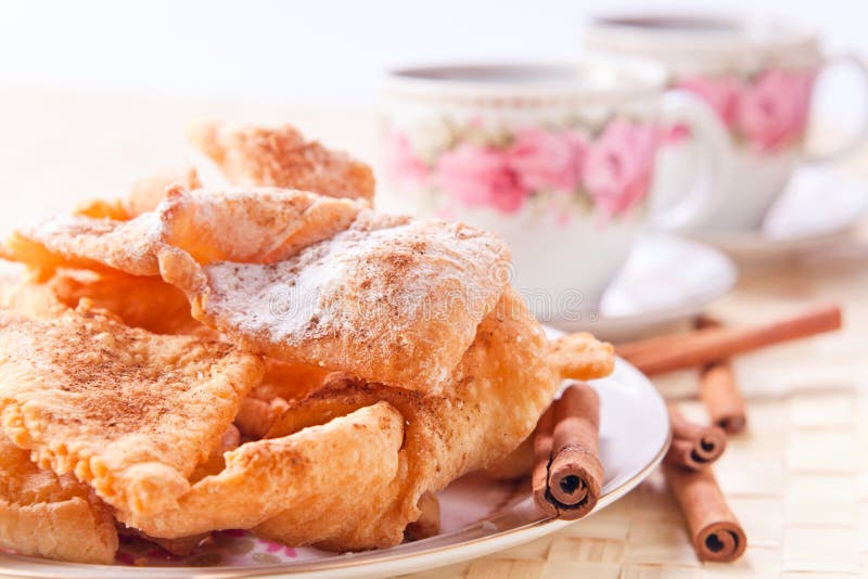 Deep Fried Pastry with Cinnamon Stock Image - Image of brown, meal ...