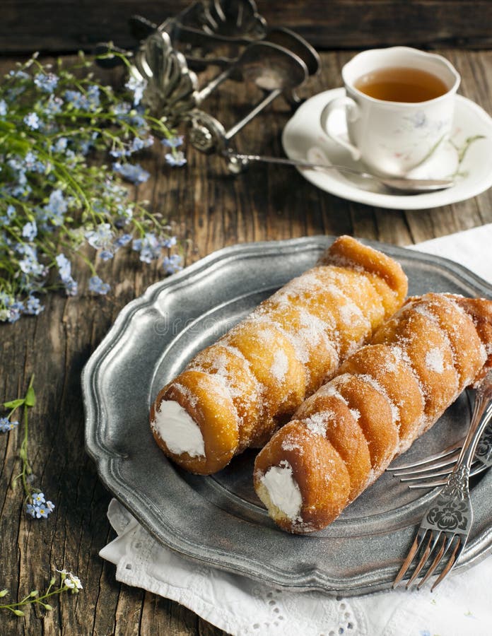 Deep-fried Pastry Filled with Cream Stock Photo - Image of cream, bake ...