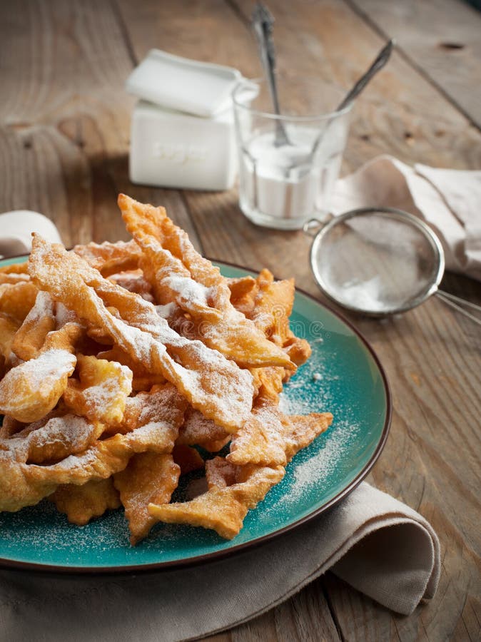 Deep-fried Pastry on Wooden Table. Stock Photo - Image of food, sugar ...