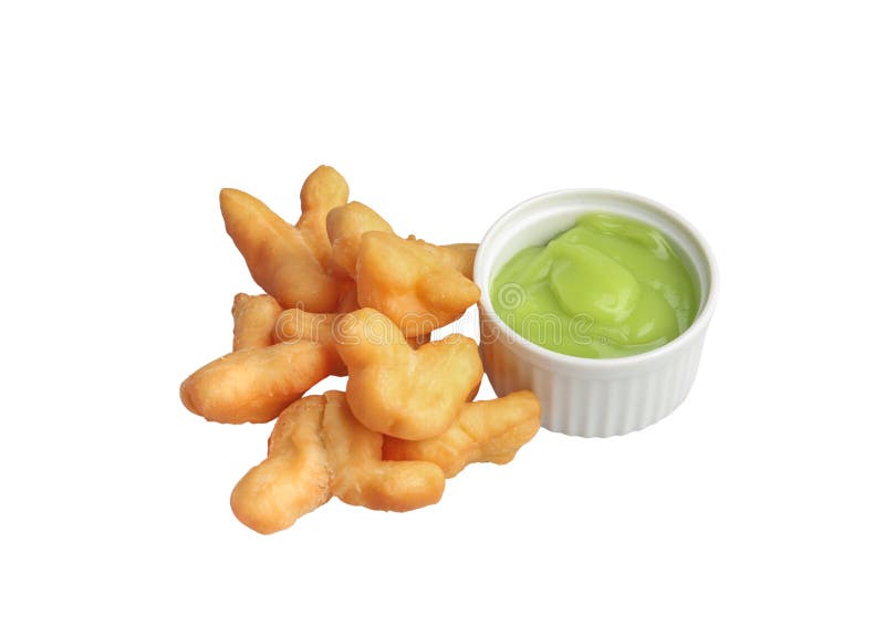 Deep-fried Patongo with Pandan Custard on White Background Stock Photo ...