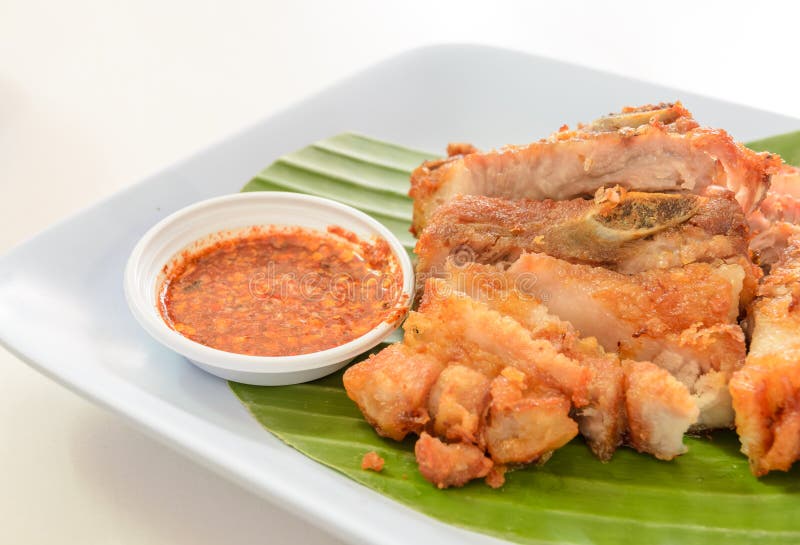 Deep Fried Pork with Chili Sauce Stock Image - Image of meal ...