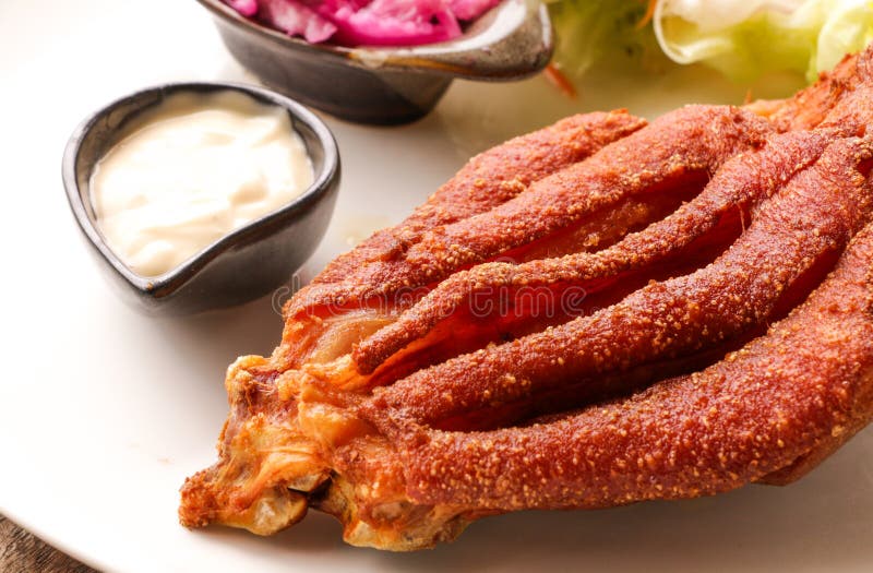 Deep Fried Pork Knuckle on Wooden Table Stock Image - Image of german ...