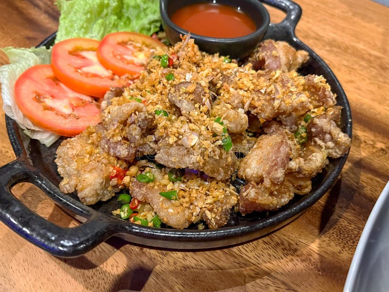 Deep Fried Pork Rib Bone with Herb and Chili Stock Photo - Image of ...