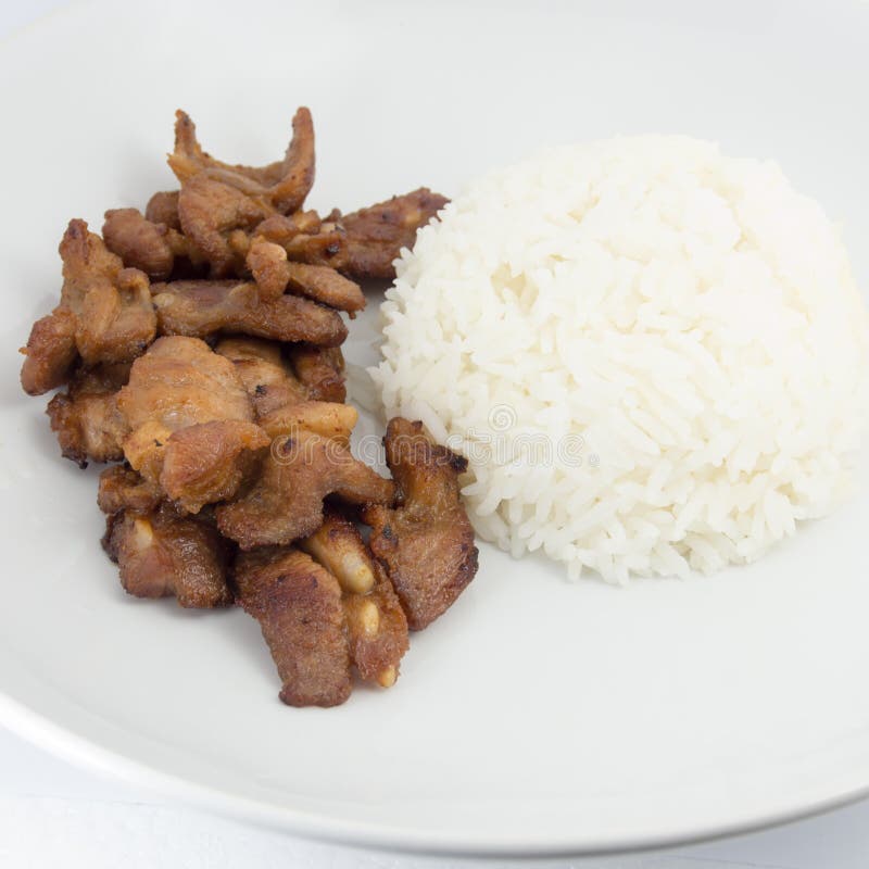 Deep fried pork with rice stock image. Image of dipping - 40277527