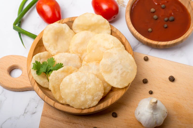 Deep Fried Puri Luchi with Gravy Raita Stock Image - Image of aloo ...
