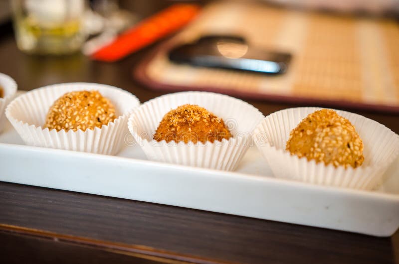 Deep Fried Rice Balls- Chinese Dessert Stock Image - Image of exotic ...