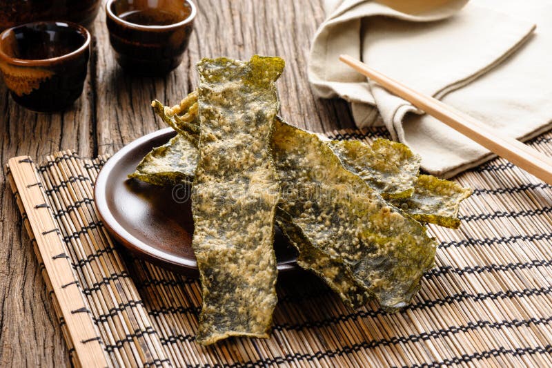 Deep fried seaweed stock photo. Image of diet, sesame - 233043530