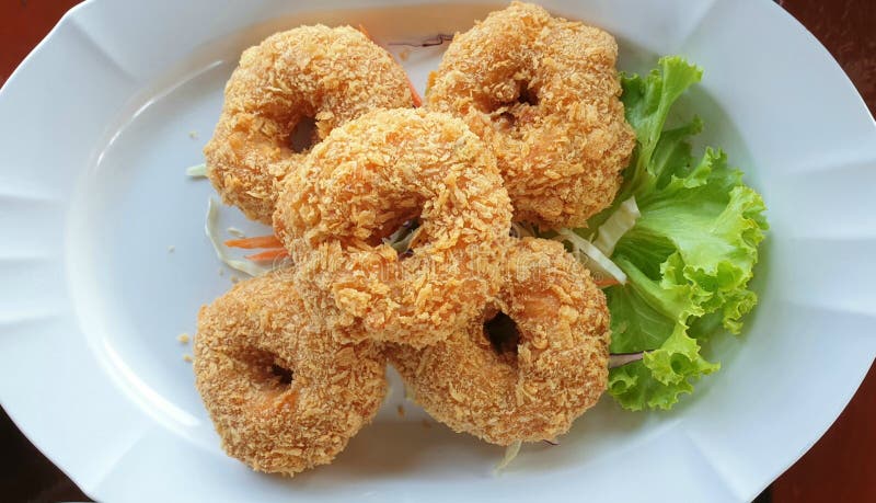 Deep Fried Shrimp Cake Served with Lettuce Thai Food Stock Photo ...
