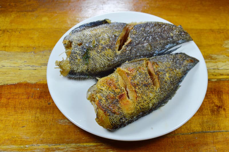 Deep Fried Snake Skin Gourami on Dish Stock Image - Image of fresh ...