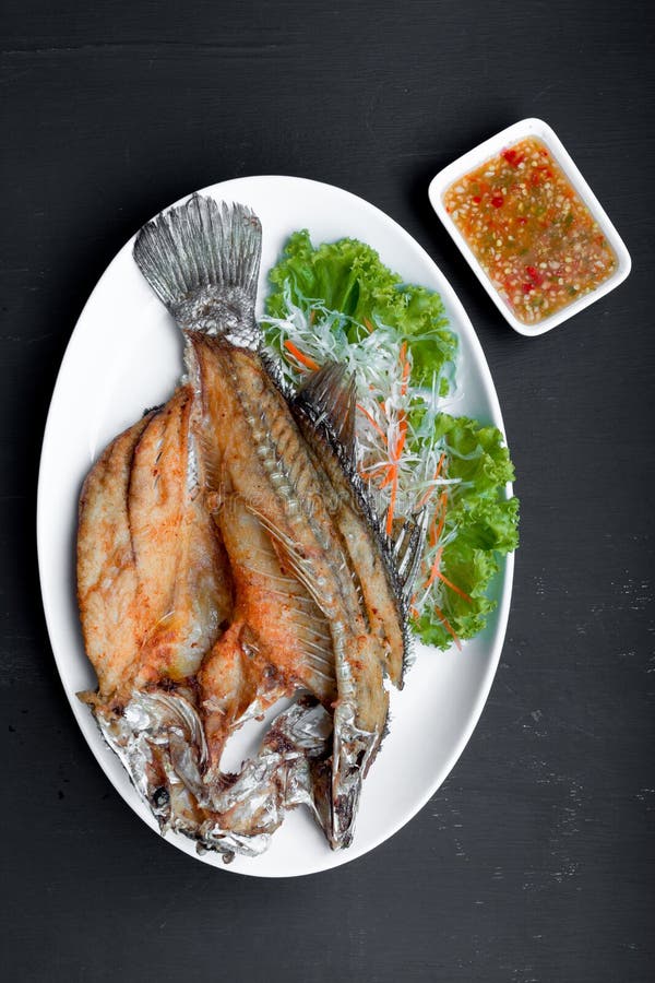 Deep Fried Snapper Fish Eat with Spicy Sauce Stock Photo - Image of ...