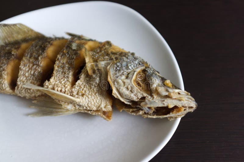 Deep Fried Snapper Fish in White Dish Stock Image - Image of gourmet ...