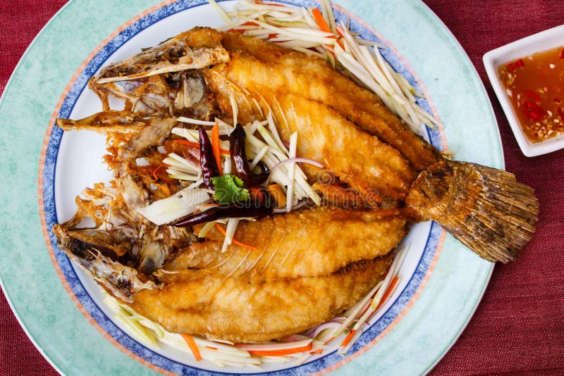 Deep-fried Snapper, Stlye Thai Food. Stock Photo - Image of cuisine ...