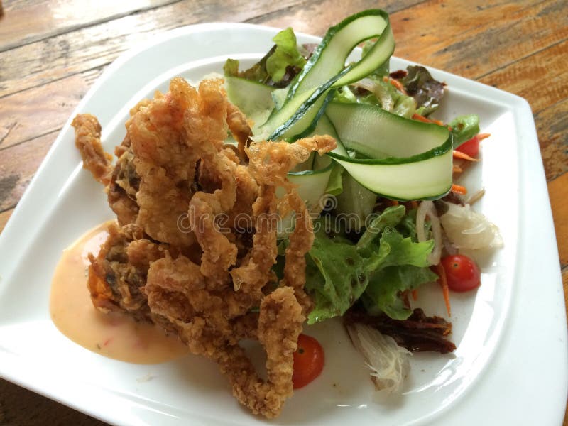 Deep Fried Soft Shell Crab Salad Stock Image - Image of soft, fusion ...