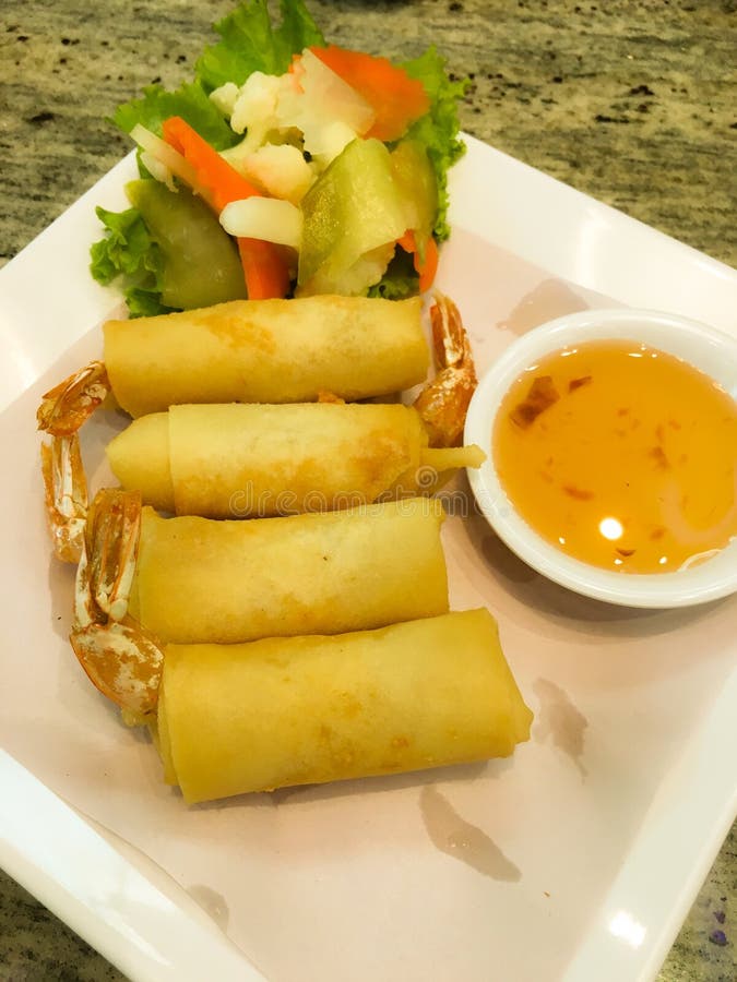 Deep-fried Spring Roll Popular Food. Stock Photo - Image of filled ...