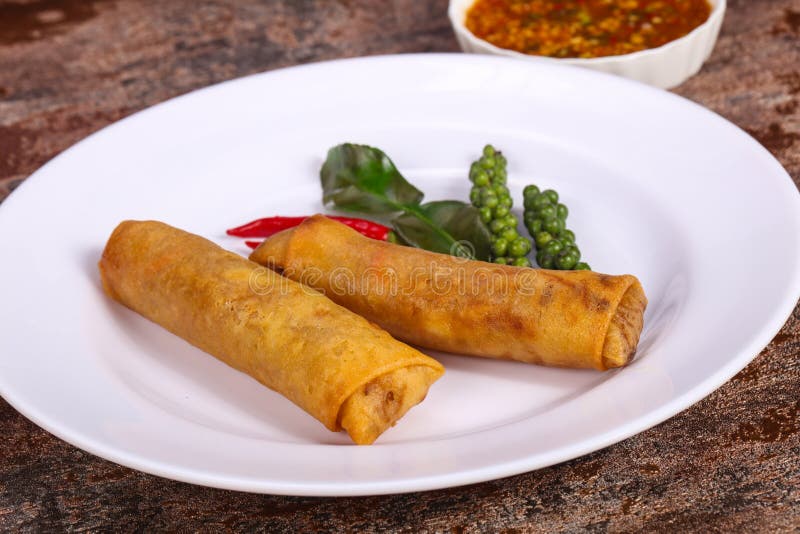 Deep Fried Spring Roll with Prawn Stock Photo - Image of fried, shrimp ...