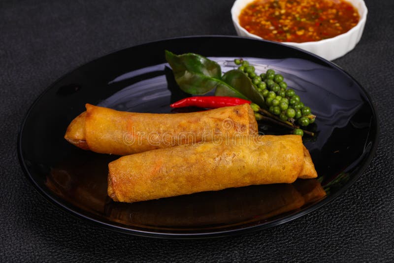 Deep Fried Spring Roll with Prawn Stock Image - Image of spring ...