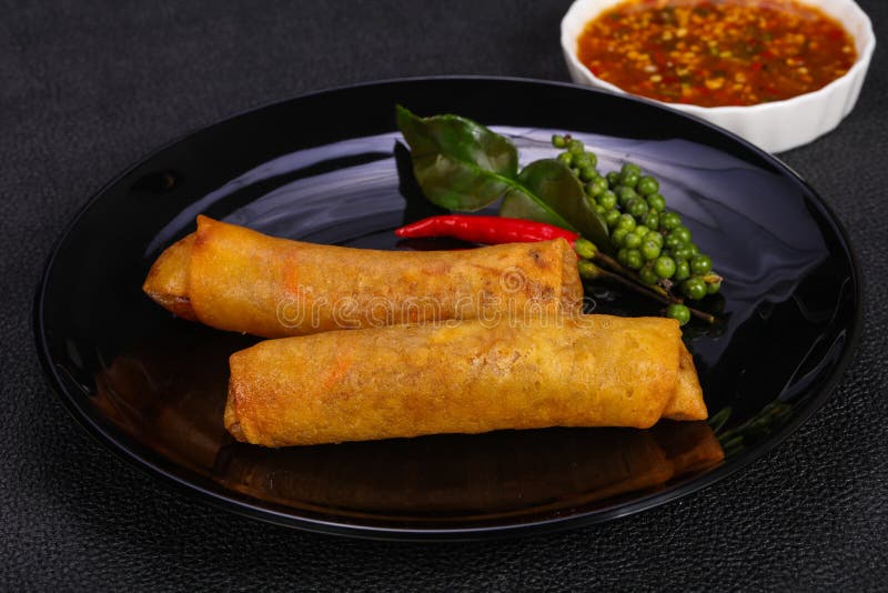 Deep Fried Spring Roll with Prawn Stock Photo - Image of dinner ...