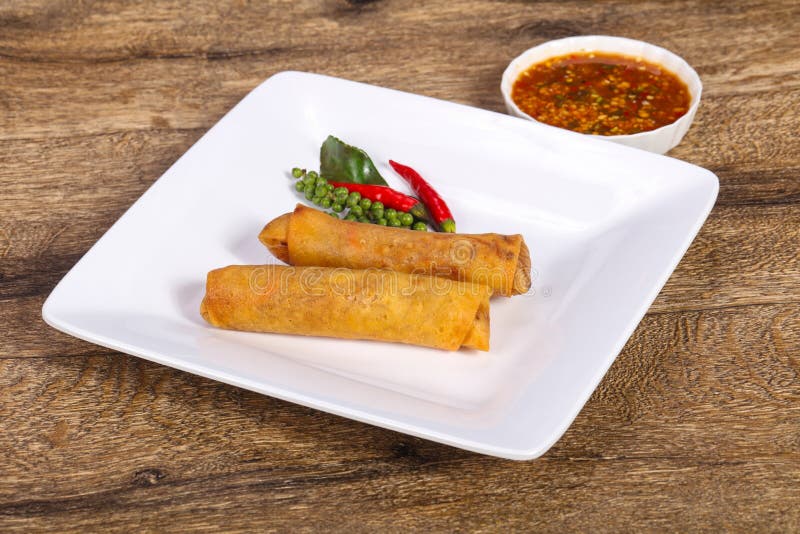 Deep Fried Spring Roll with Prawn Stock Image - Image of chinese, snack ...