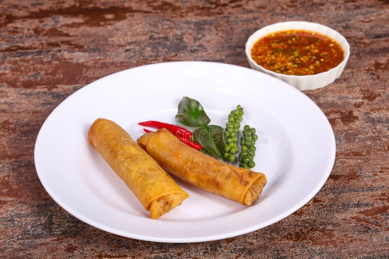 Deep Fried Spring Roll with Prawn Stock Image - Image of shrimp, fried ...