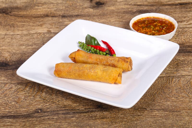 Deep Fried Spring Roll with Prawn Stock Image - Image of isolated ...