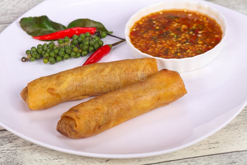 Deep Fried Spring Roll with Prawn Stock Image - Image of isolated ...