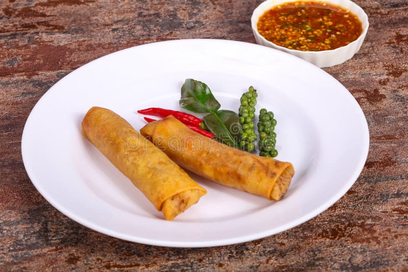 Deep Fried Spring Roll with Prawn Stock Photo - Image of shrimp ...