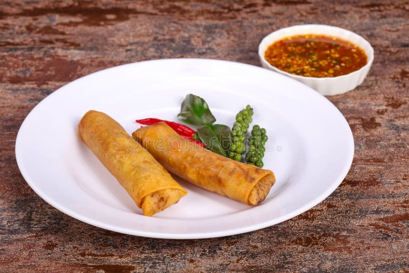 Deep Fried Spring Roll with Prawn Stock Image - Image of noodle, food ...