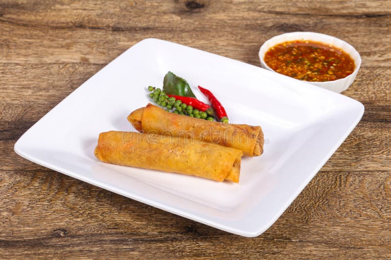 Deep Fried Spring Roll with Prawn Stock Image - Image of appetizer ...