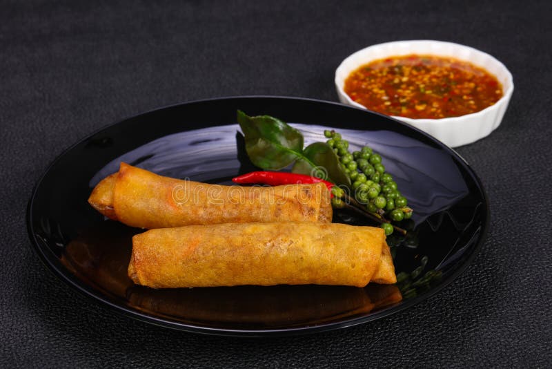 Deep Fried Spring Roll with Prawn Stock Image - Image of asia, cooking ...