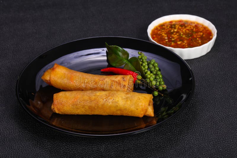 Deep Fried Spring Roll with Prawn Stock Photo - Image of food, dinner ...