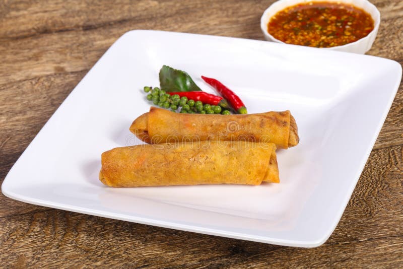 Deep Fried Spring Roll with Prawn Stock Image - Image of food, deep ...