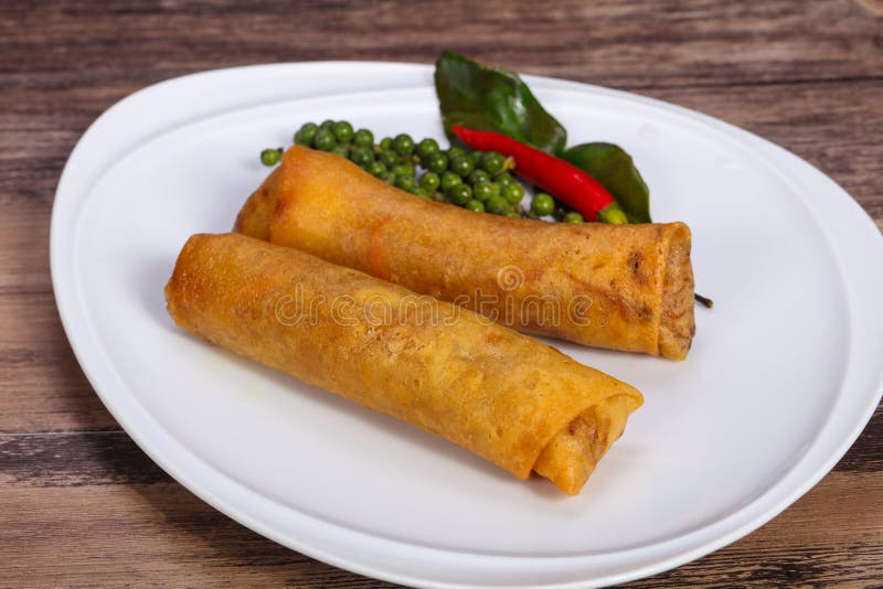Deep Fried Spring Roll with Prawn Stock Image - Image of crispy ...