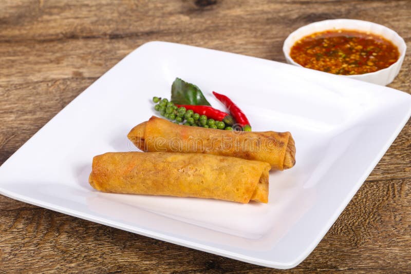 Deep Fried Spring Roll with Prawn Stock Image - Image of cooking, fried ...