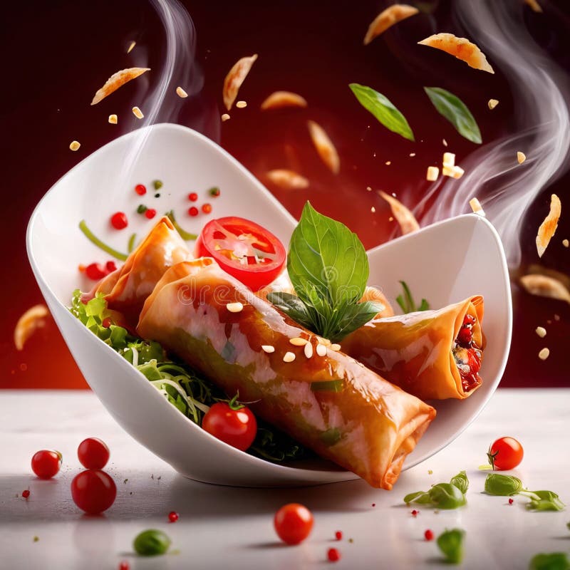Deep Fried Spring Roll, Traditional Asian Snack and Appetizer Stock ...