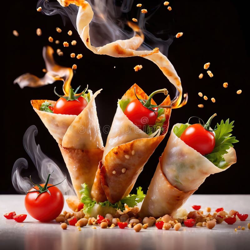 Deep Fried Spring Roll, Traditional Asian Snack and Appetizer Stock ...