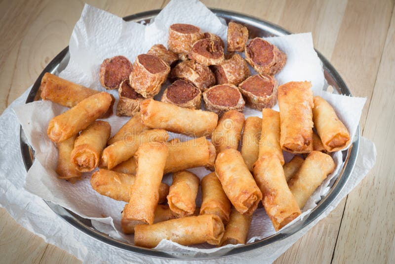 Deep Fried Spring Rolls and Deep Fried Chicken Rolls Stock Photo ...