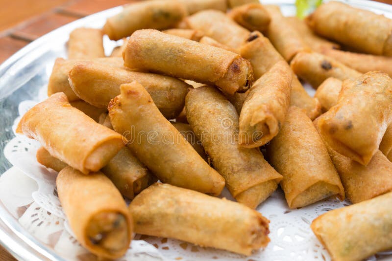 Deep fried spring rolls stock photo. Image of restaurant - 124078486