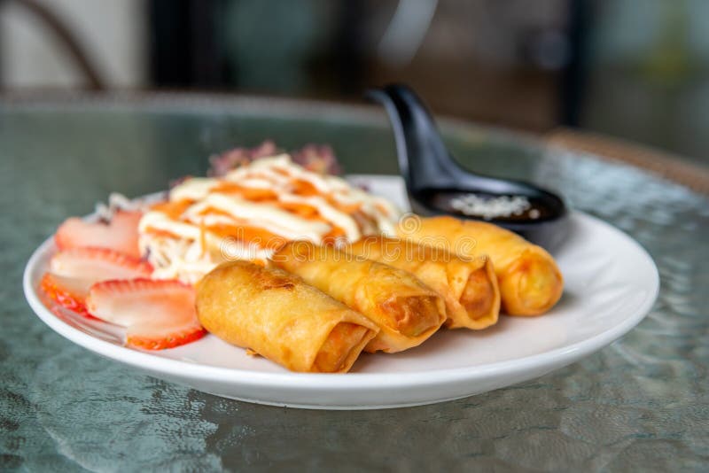 Spring Rolls Crispy Deep Fried Famous Chinese Appetizer Stock Photos ...