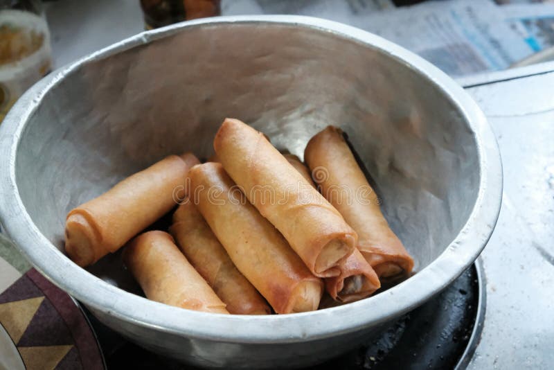 Deep Fried Spring Rolls.spring Rolls at Street Food. Stock Image ...