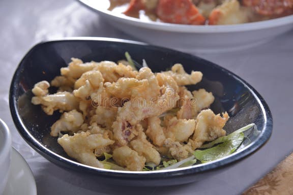 Deep Fried Squid Cuttlefish Stock Photo - Image of fish, mint: 230494632
