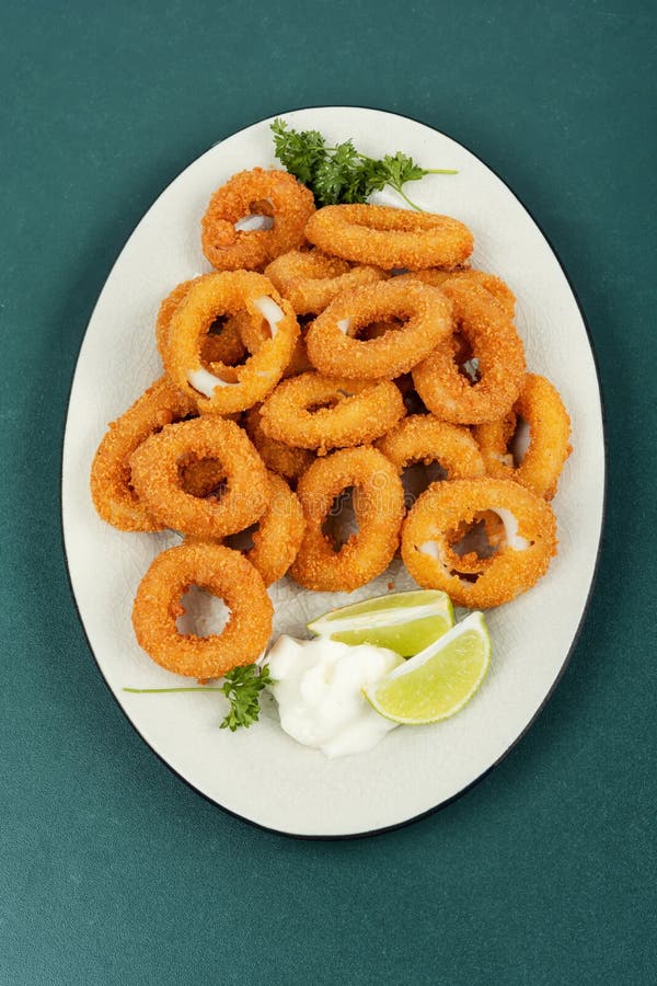 Deep Fried Squid Rings on a Plate Stock Image - Image of ring, flat ...