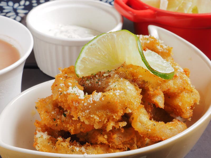 Deep-Fried squid rings stock image. Image of gold, meal - 96819645