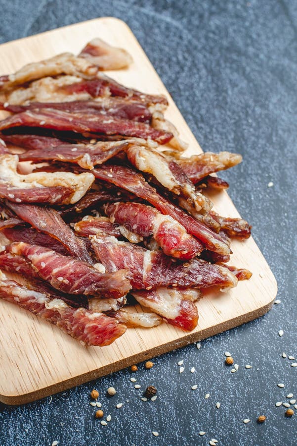 Deep Fried Sun-dried Pork Moo Dad Deaw, Thai Food Stock Image - Image ...