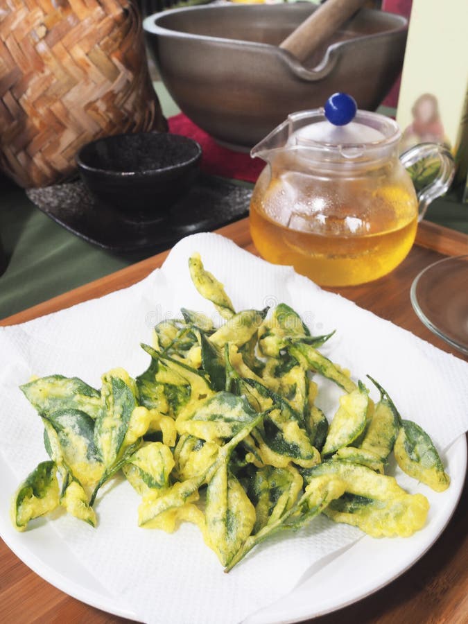 Deep fried tea leaf stock image. Image of restaurant - 233123765